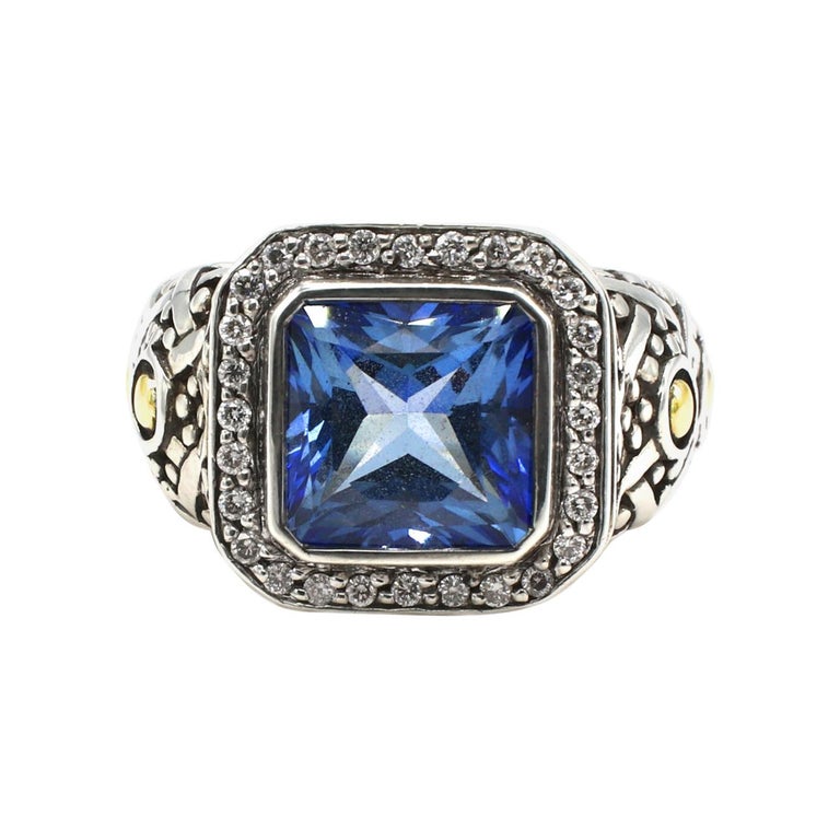 John Hardy Batu Sari Blue Topaz and Diamond Sterling Silver 18k Gold ...