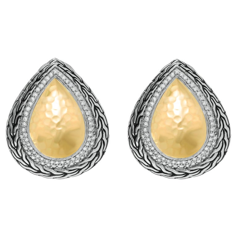 John Hardy Classic Chain Hammered 18k Gold, S. Silver and Diamond ...