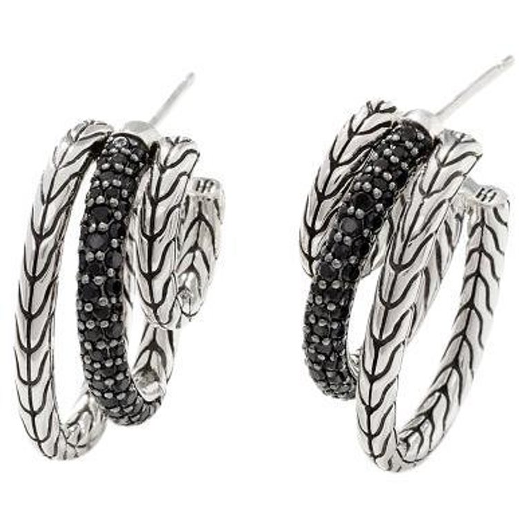 John Hardy Classic Chain Motif Black Sapphire J Hoop Earring ...