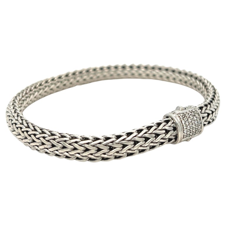 John Hardy Classic Wheat Chain Sterling Silver with Diamond Pavé For ...