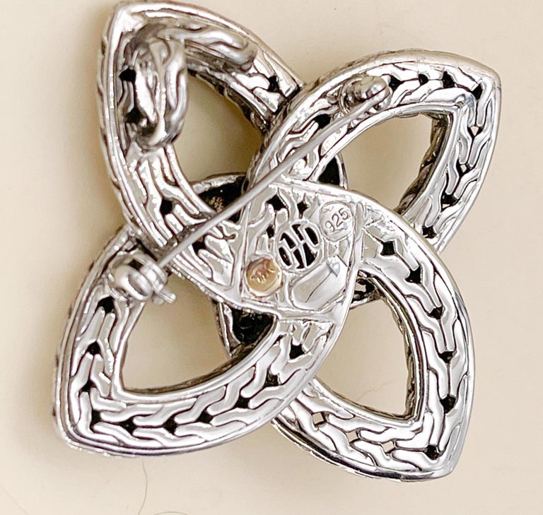 John Hardy Diamond Chain Bowen Knot Pin / Pendant For Sale at 1stDibs