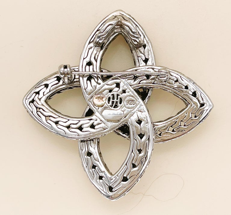 John Hardy Diamond Chain Bowen Knot Pin / Pendant For Sale at 1stDibs