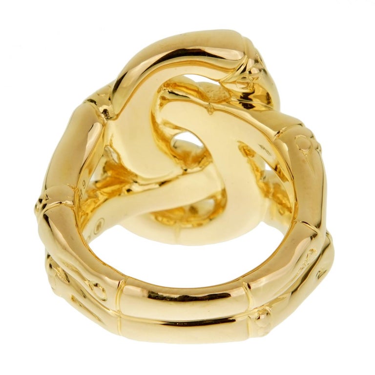 John Hardy Double Bamboo Yellow Gold Ring For Sale at 1stDibs