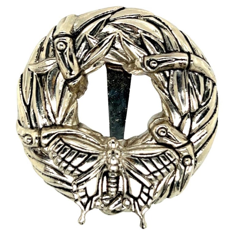 John Hardy Estate Butterfly + Bamboo Brooch Rhodium Plated For Sale at ...
