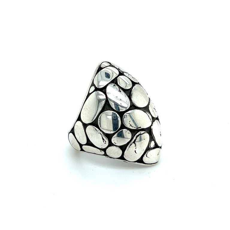John Hardy Estate Ladies Kali Pebble Marquise Dome Ring 6 Sterling Silver For Sale at 1stDibs