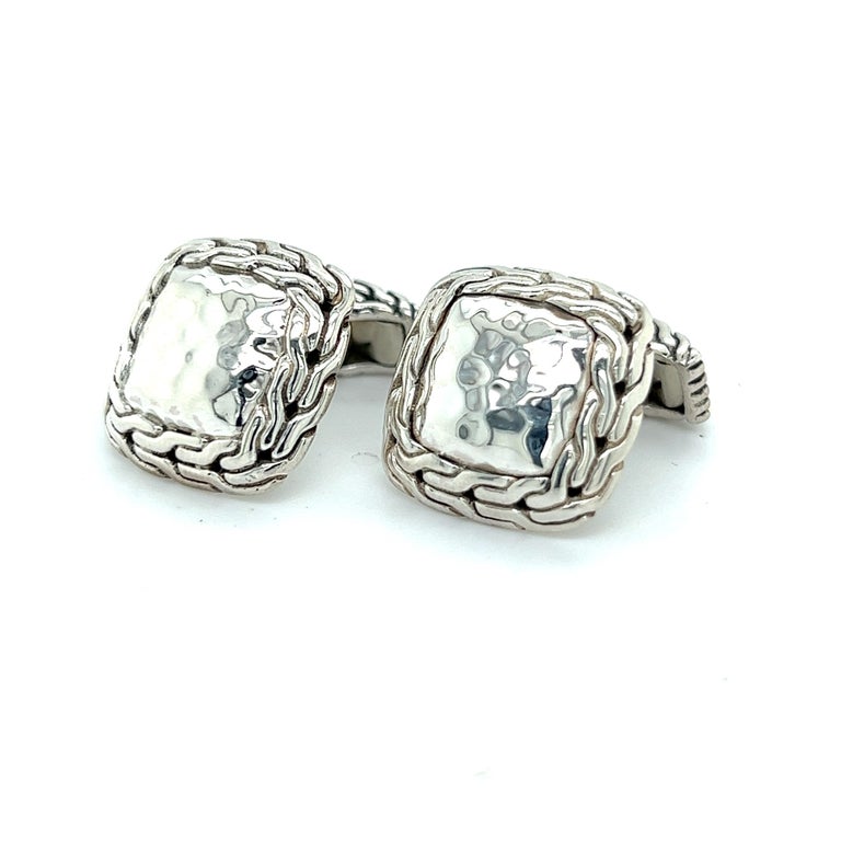 John Hardy Estate Men Hammered and Chain Link Cufflinks Sterling Silver ...