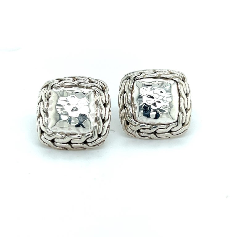 John Hardy Estate Men Hammered and Chain Link Cufflinks Sterling Silver ...