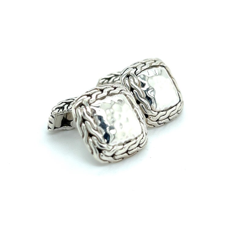 John Hardy Estate Men Hammered and Chain Link Cufflinks Sterling Silver ...