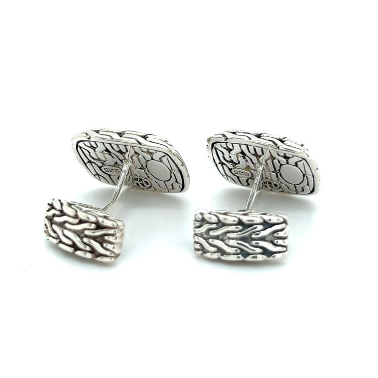 John Hardy Estate Men Hammered and Chain Link Cufflinks Sterling Silver ...