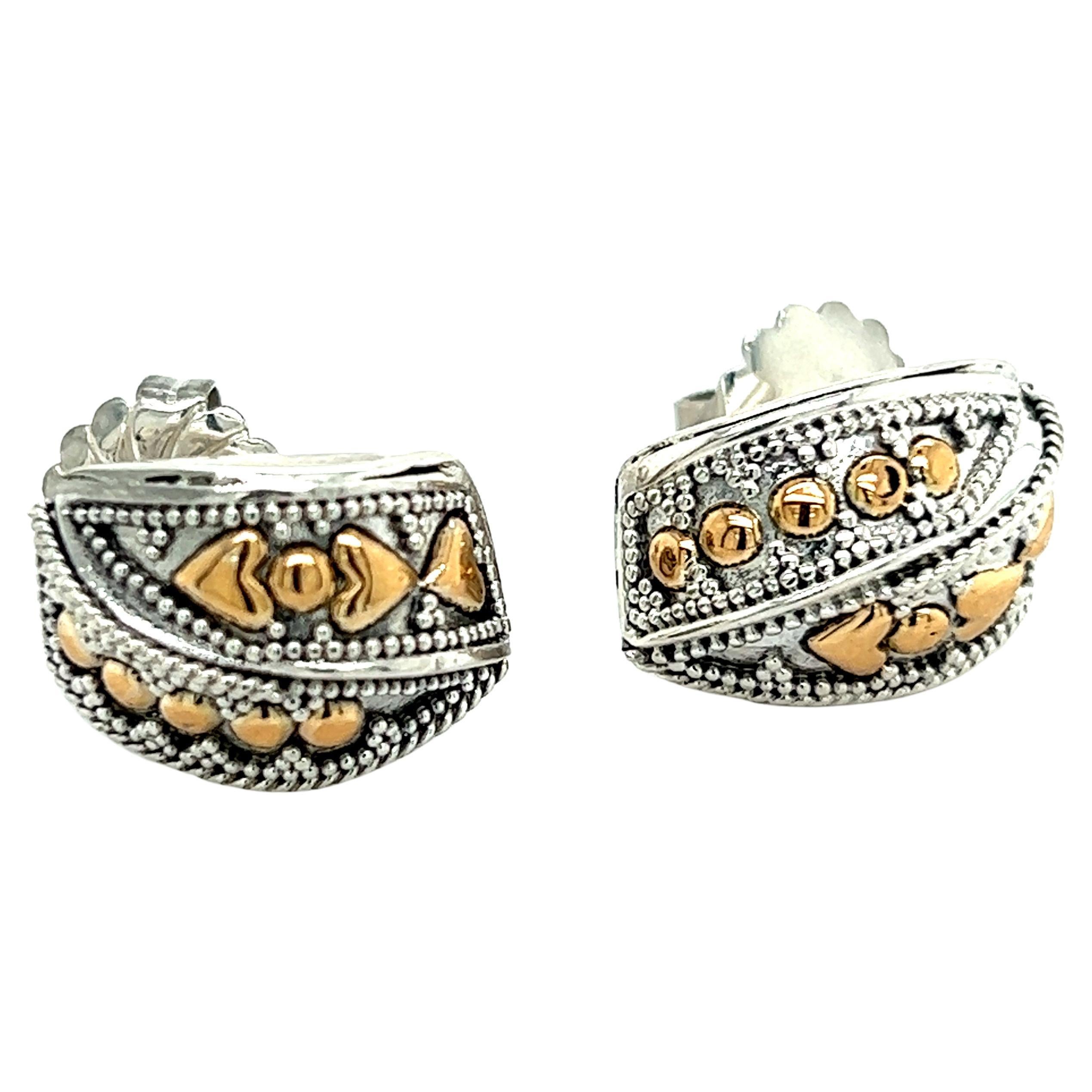 John Hardy Estate Jaisalmer Gold Dot Earrings Omega Back 18k G Sterling ...