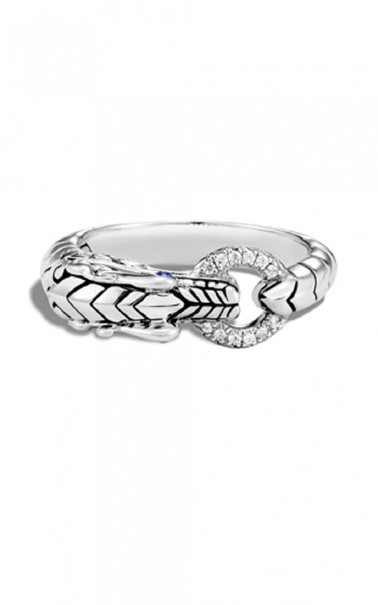 John Hardy Legends Naga Silver Diamond Pave 0.04ct Ring ...