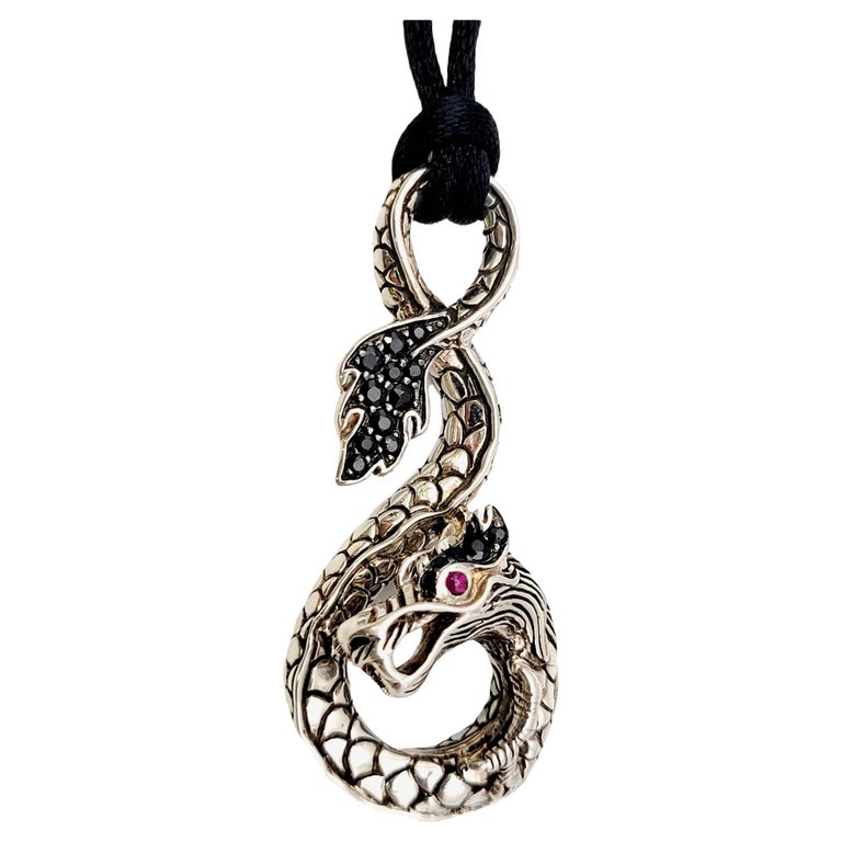 John Hardy Naga Sterling Silver Dragon Pendant Necklace on Black Silk ...
