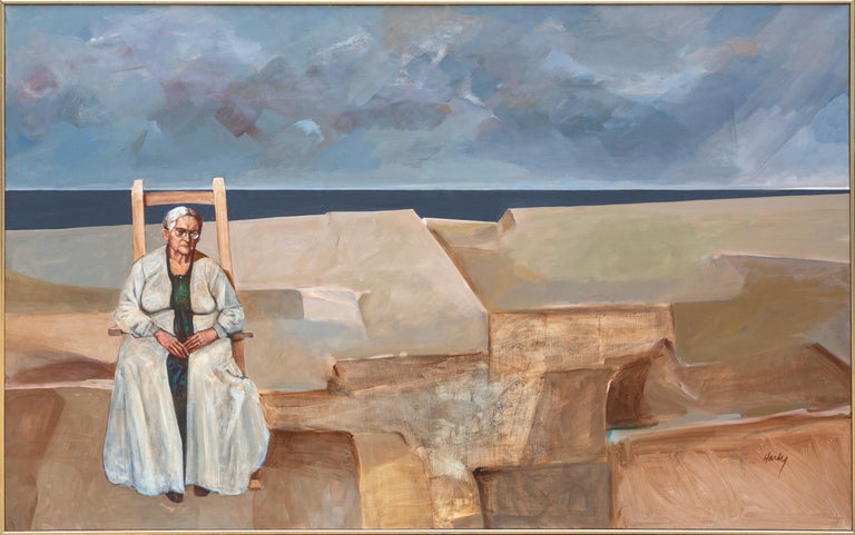 John Hardy - Grandmother at Shore, Large Painting by John Hardy at 1stDibs