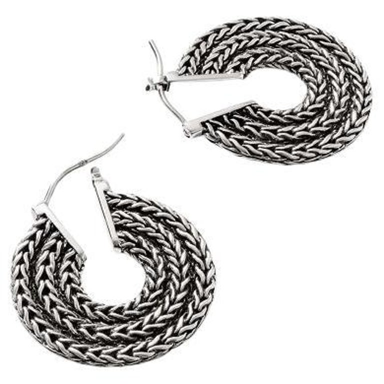 John Hardy Rata Chain Hoop Earrings EB900995 For Sale at 1stDibs