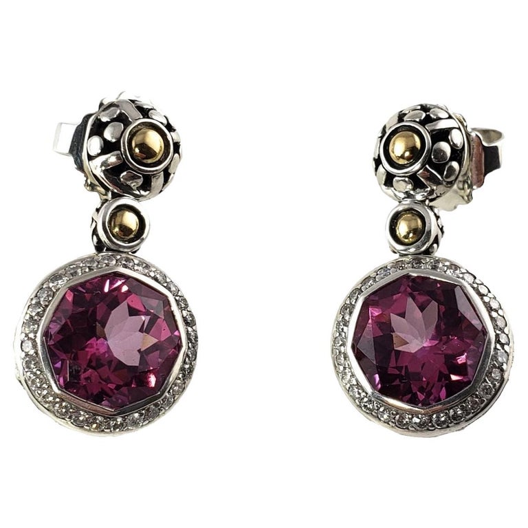 John Hardy Sterling/18k Yellow Gold Pink Topaz Diamond Batu Sari Drop ...