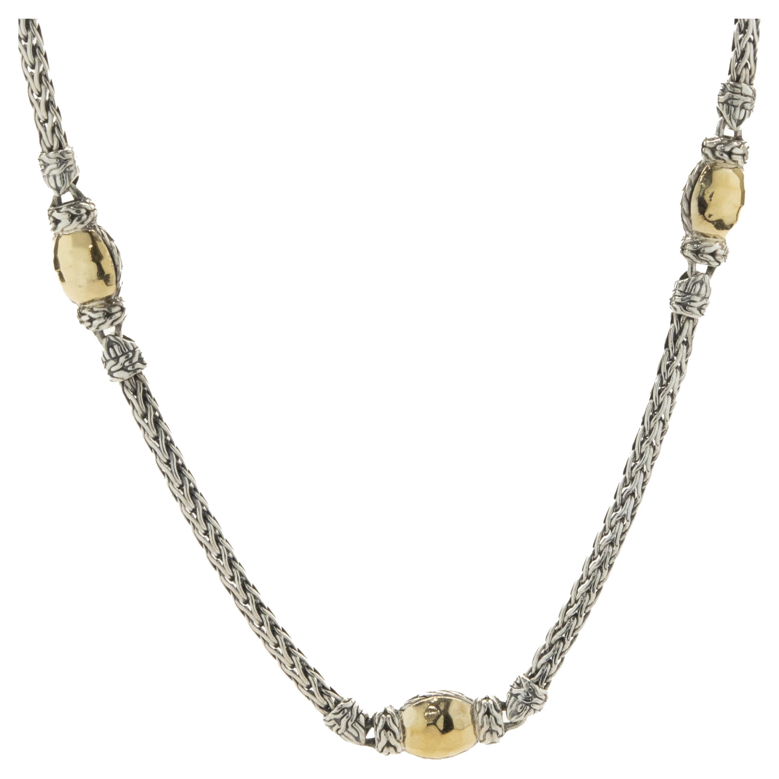 John Hardy Sterling Silver and 18 Karat Yellow Gold Hammered Station ...