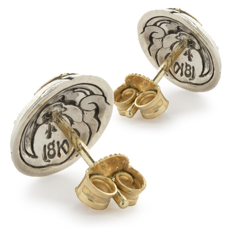 John Hardy Sterling Silver and 18 Karat Yellow Gold Horse Stud Earrings ...