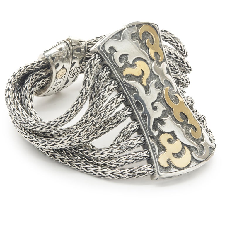 John Hardy Sterling Silver and 18 Karat Yellow Gold Scroll Mesh ...