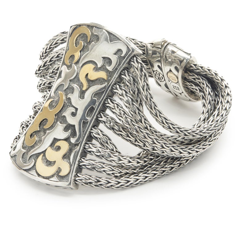 John Hardy Sterling Silver and 18 Karat Yellow Gold Scroll Mesh ...