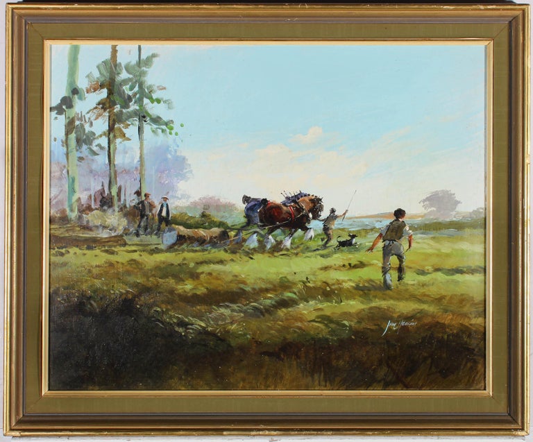 John Haskins - John Haskins (b.1938) - 20th Century Oil, Pulling Logs ...