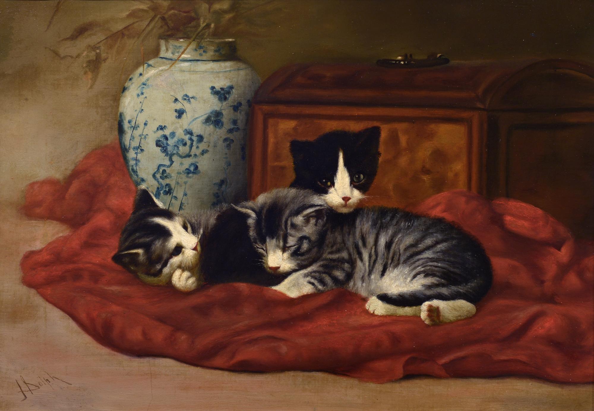 John Henry Dolph - Kittens at Play, 19th Century Oil, Cats, Animals ...