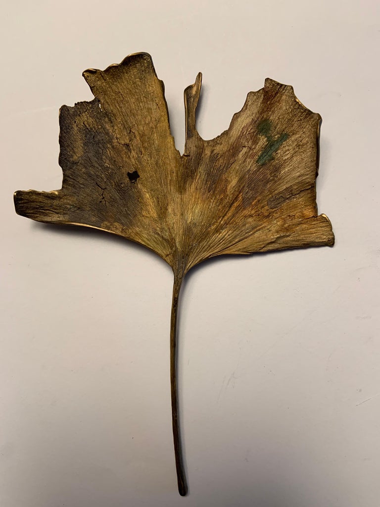 John Iversen Patinated Bronze Gingko Leaf Brooch at 1stDibs