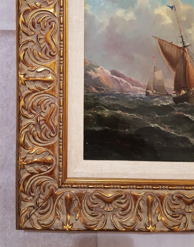 John James Wilson - Sailing Ships at Sunset off Dover Coast, UK at 1stDibs