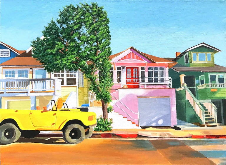 John Jaster - Three Houses, Original Painting For Sale at 1stDibs