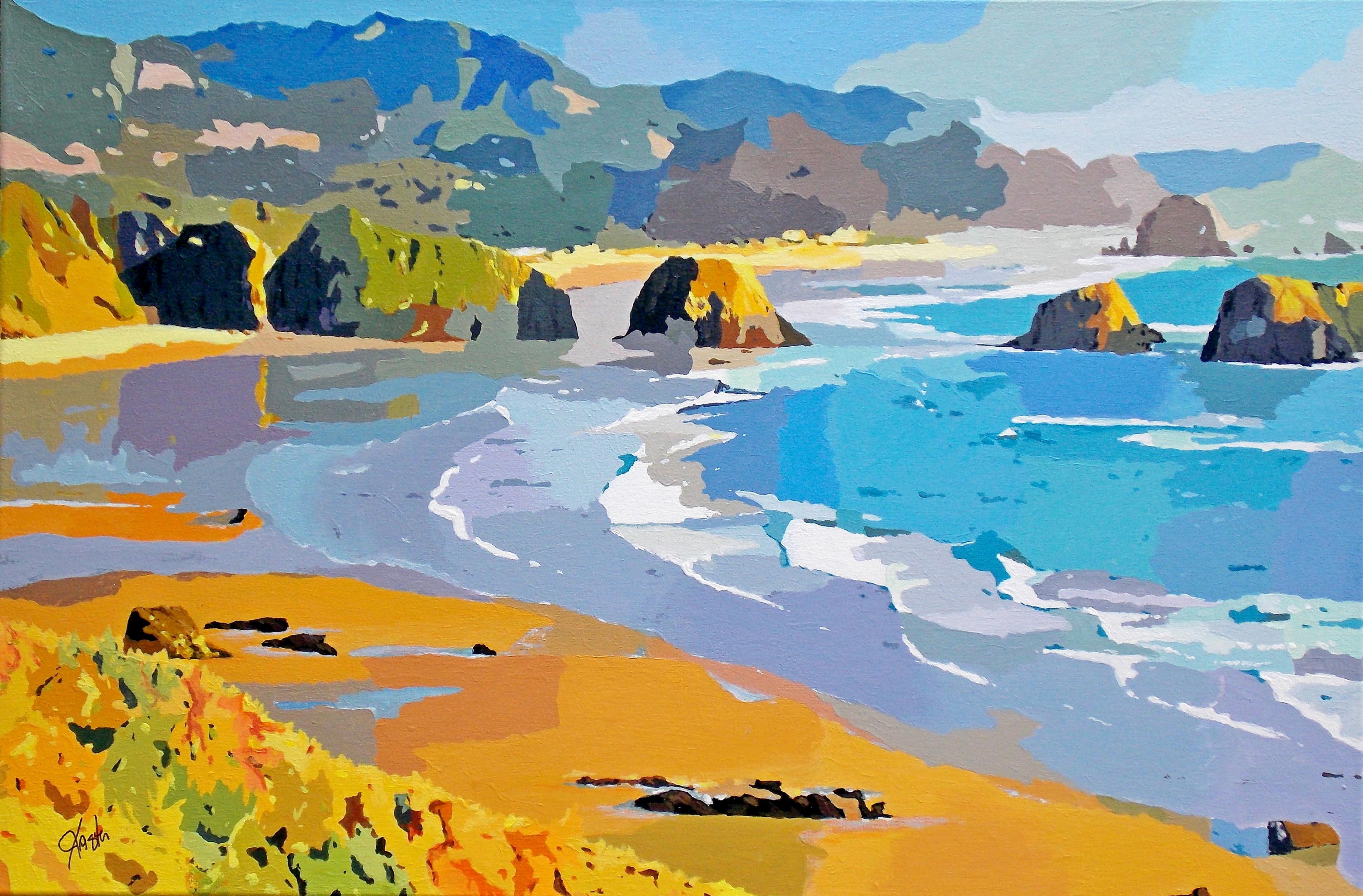 John Jaster - Coastal Impressions - Rock Beach, Original Painting at ...