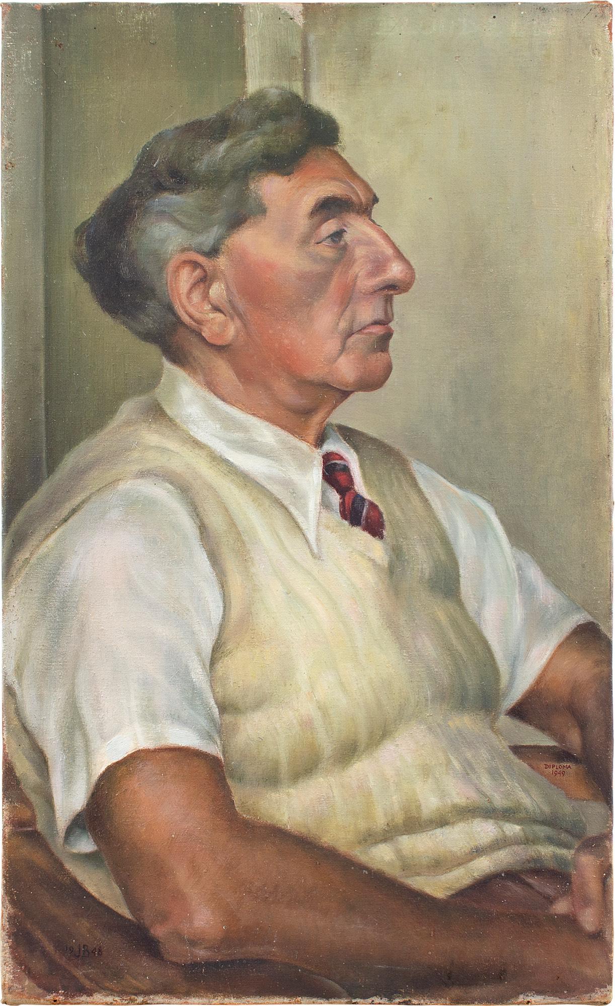 John JG Blundell - John JG Blundell, Study Of Man In Profile, Oil ...