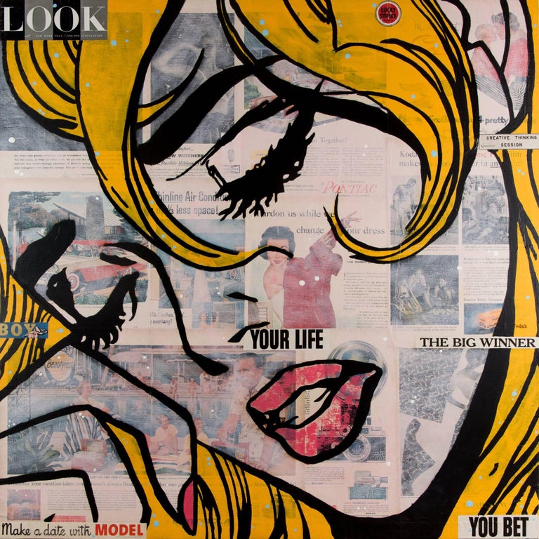 John Joseph Hanright - The Big Winner, Pop Art Collage and Oil Painting ...