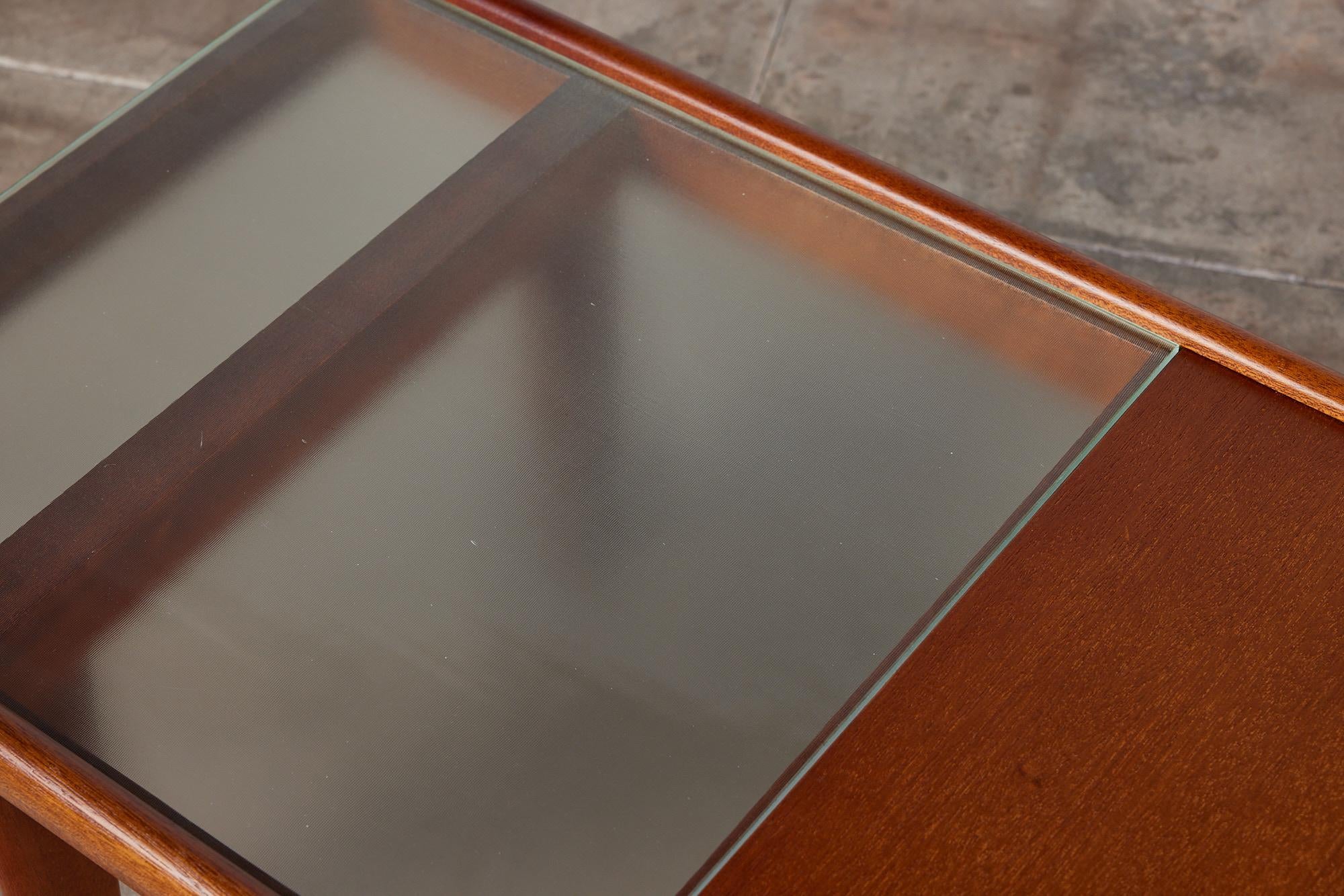 John Keal for Brown Saltman Coffee Table with Glass Top at 1stDibs