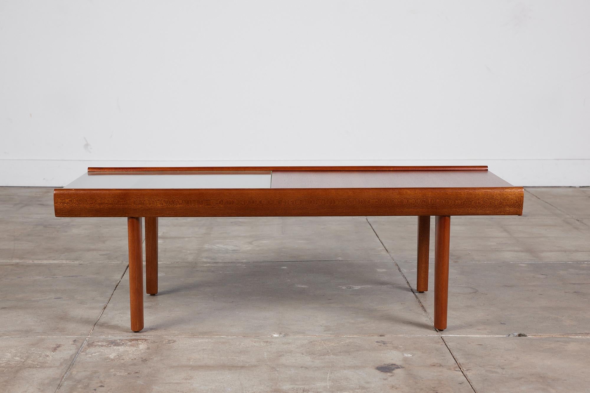 John Keal for Brown Saltman Coffee Table with Glass Top at 1stDibs