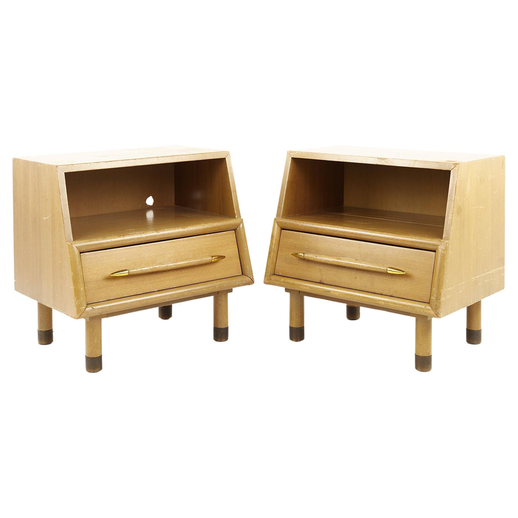 Paul Frankl Art Deco Nightstand Blonde Mahogany 1950s Brown Saltman at ...