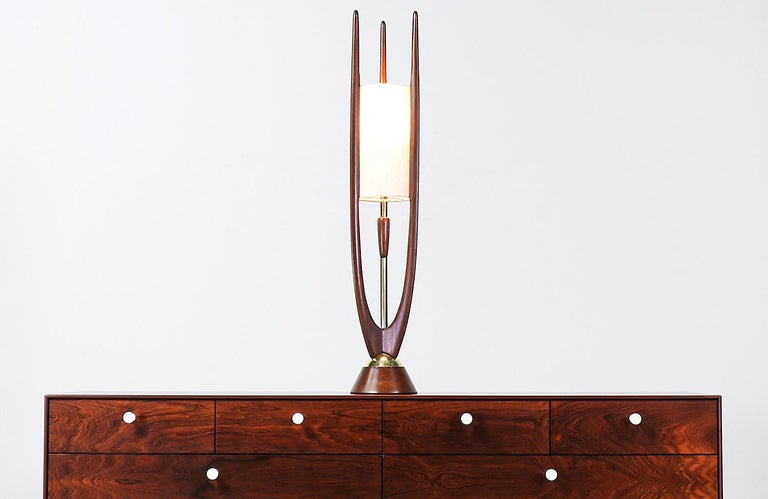 John Keal Sculpted Walnut Table Lamp for Modeline at 1stDibs