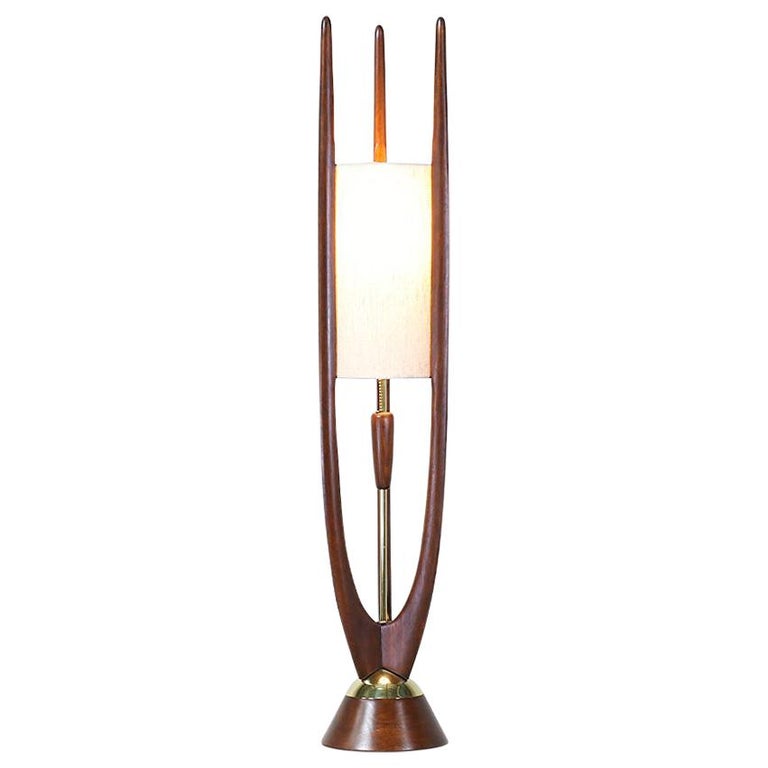 John Keal Sculpted Walnut Table Lamp for Modeline at 1stDibs