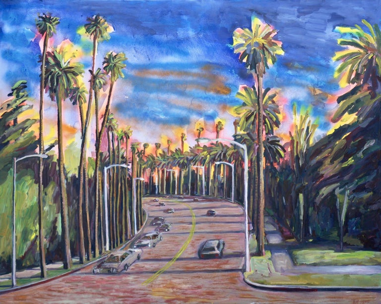 John Kilduff - Beverly Drive, Beverly Hills, Painting, Oil on Canvas ...