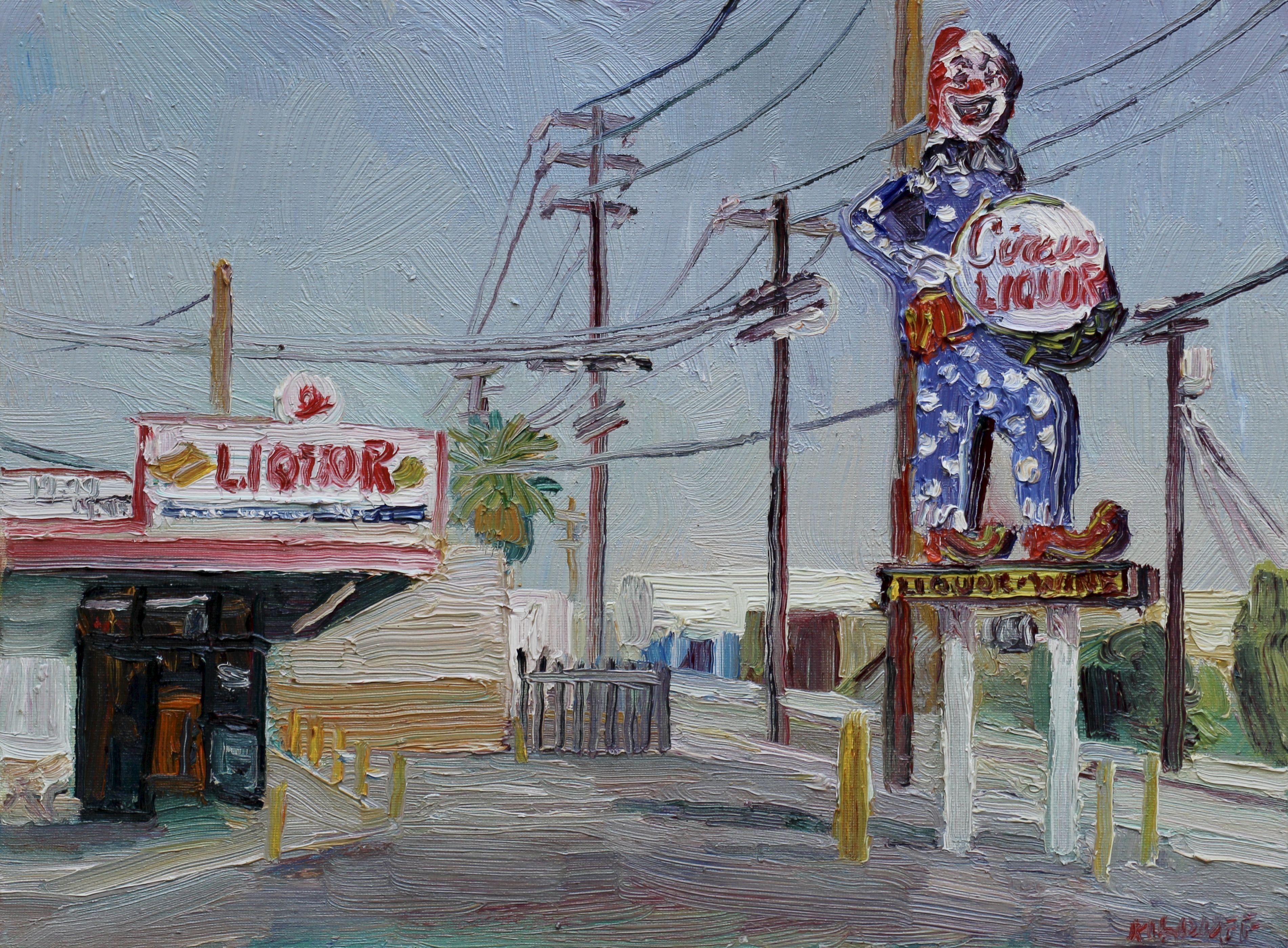 John Kilduff - Circus Liquors, Painting, Oil on Canvas For Sale at 1stDibs