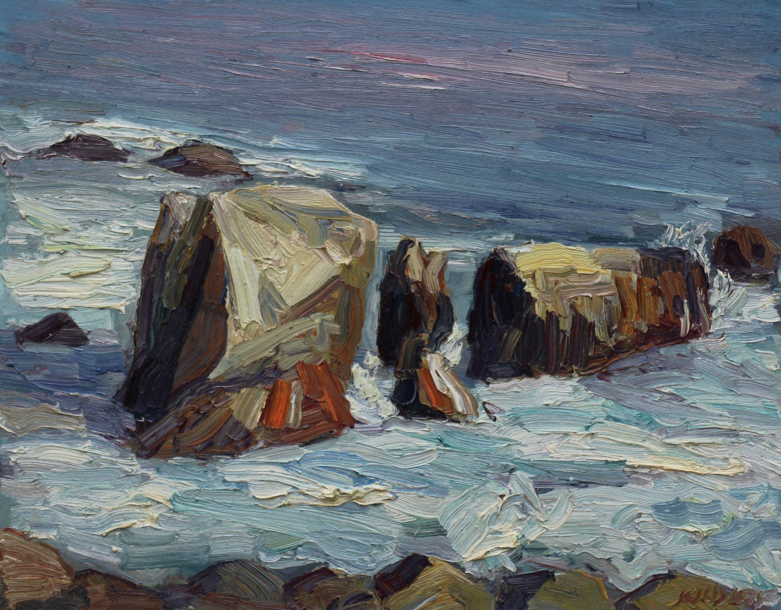 John Kilduff - Ocean Rocks, Painting, Oil on Canvas For Sale at 1stDibs
