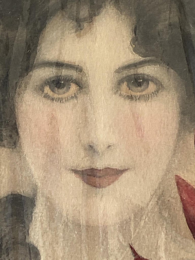 John Knowles Hare - Unitiled - (Young Lady with Red flowers) For Sale ...