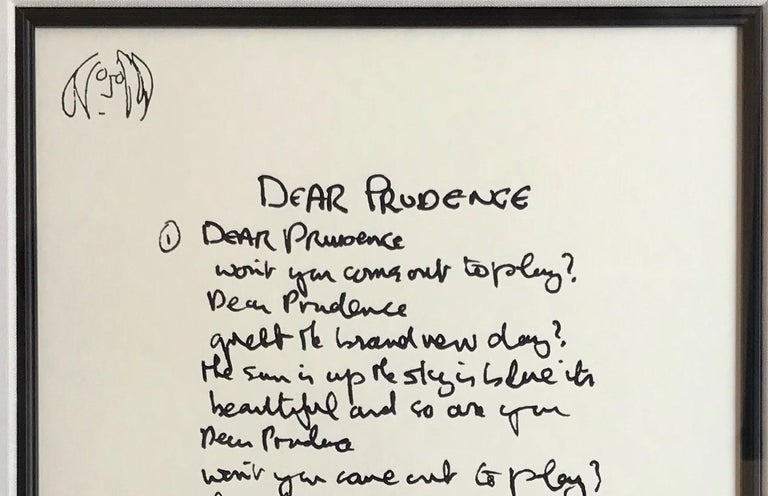 John Lennon - "Dear Prudence" Limited Edition Hand Written Lyrics at ...