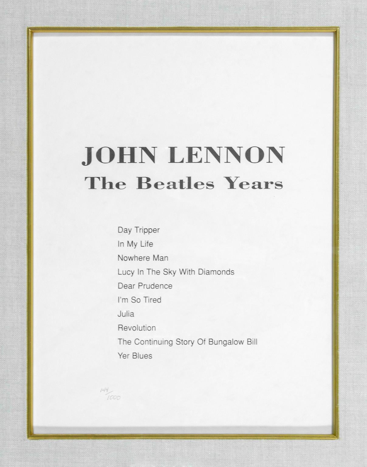 "John Lennon: The Beatles Years Lyric Portfolio" complete set of ...