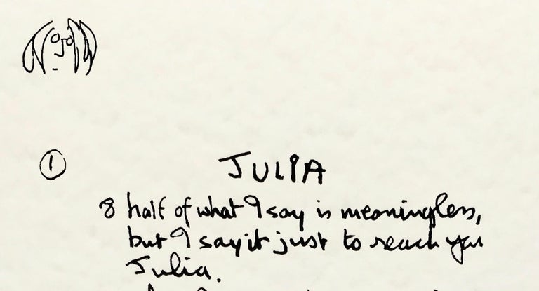 John Lennon - "Julia" Limited Edition Hand Written Lyrics at 1stDibs ...