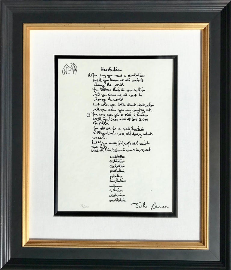 John Lennon - "Revolution" Limited Edition Hand Written Lyrics at 1stDibs