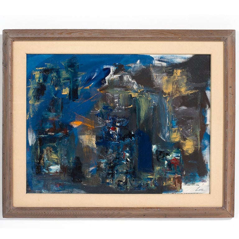 John Little - "Blue Nocturne" Abstract Oil Painting in Predominant ...