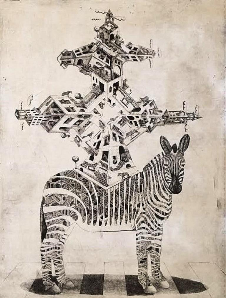 John Moore - The Zebra Crossing- Contemporary, Etching, 21st Century ...