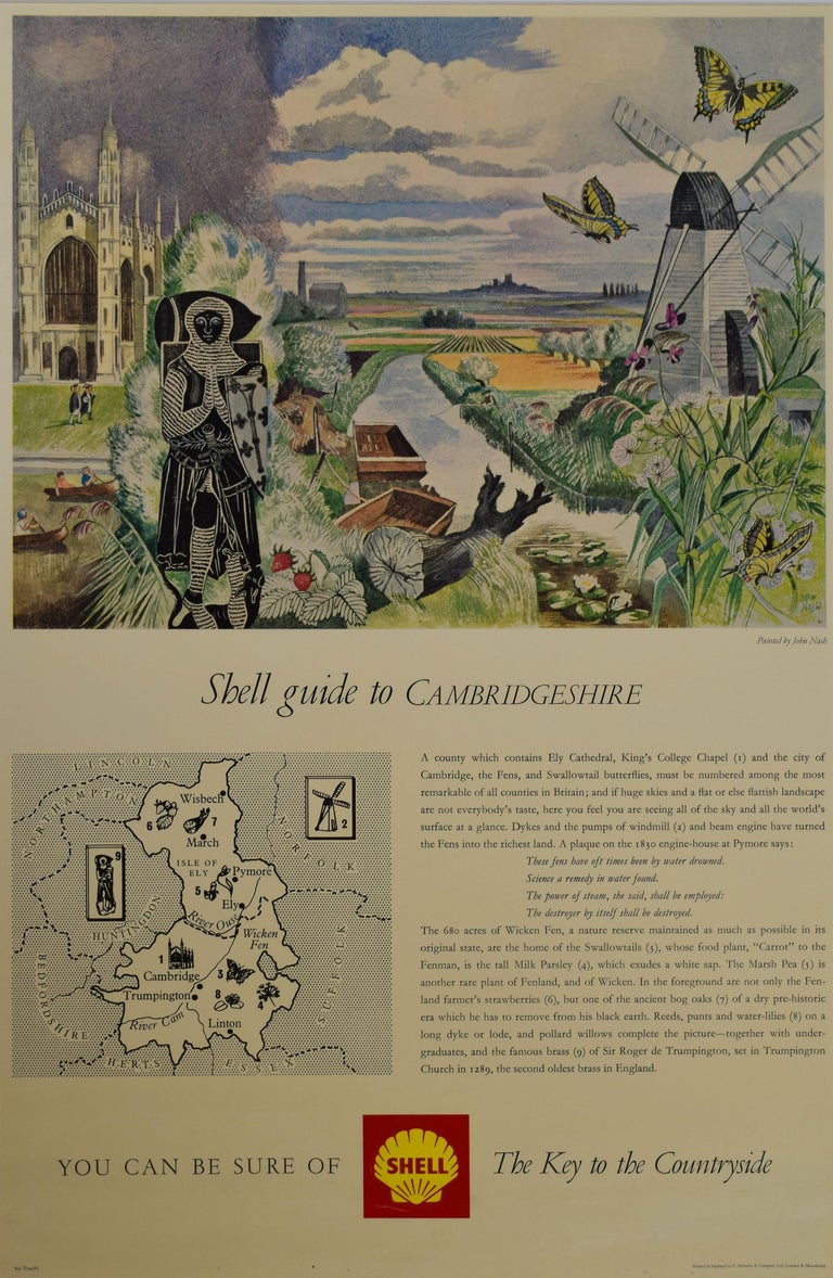 John Nash - John Nash Shell Guide to Cambridgeshire advertising poster ...