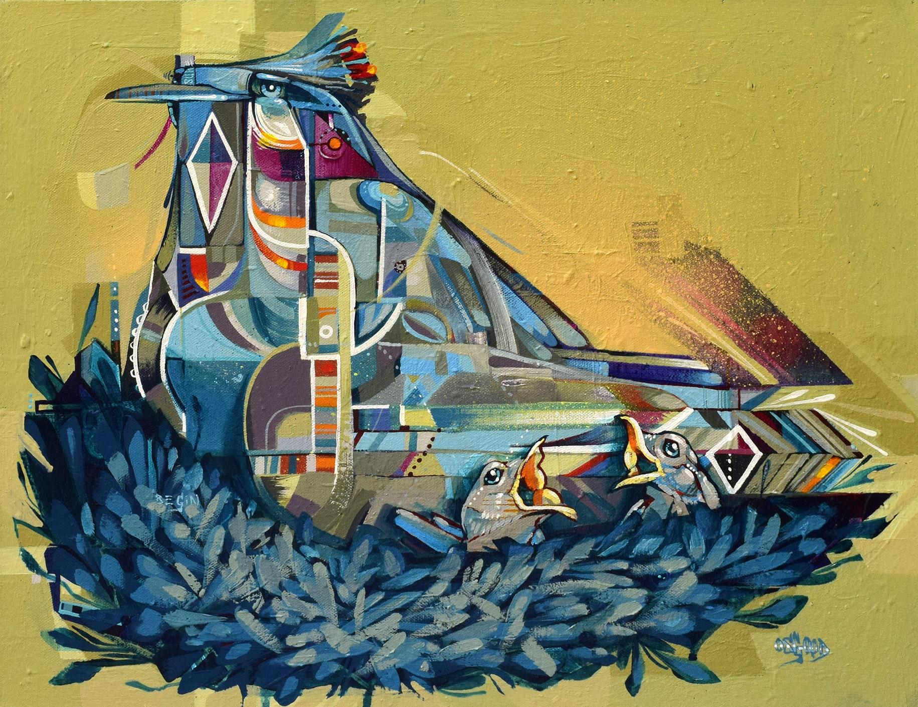 John Osgood - Answered Prayers - Abstract Blue Bird Painting For Sale ...