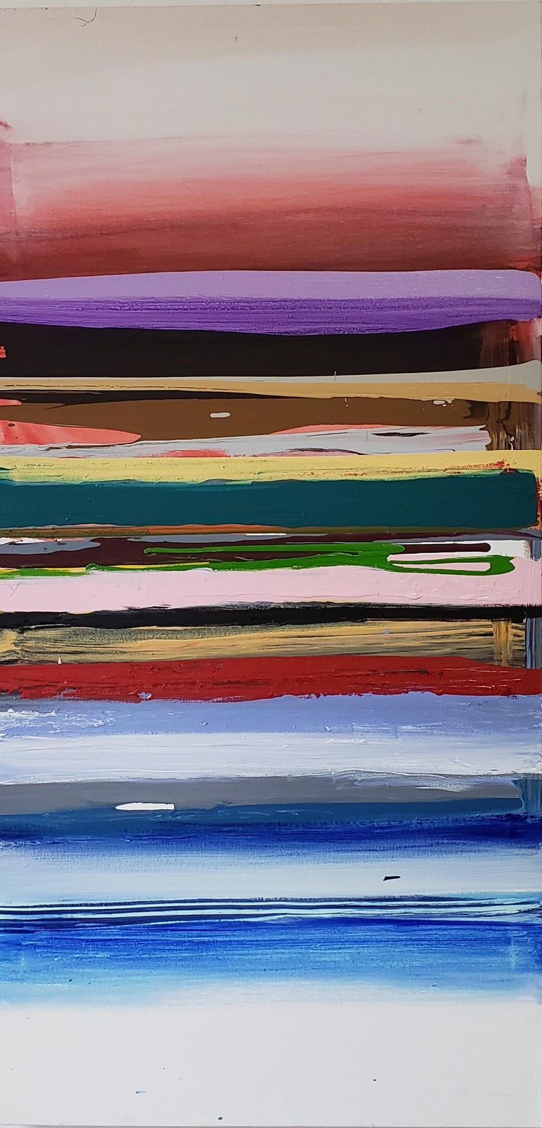 John Platt - Go multi colors striped horizontal painting For Sale at ...