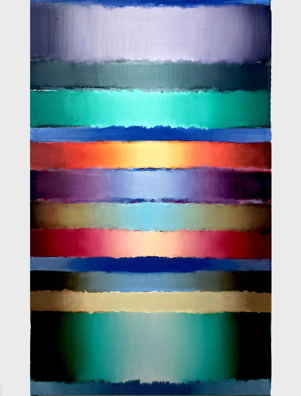 John Platt - Upper Fifth - striped Morris Louis style For Sale at 1stDibs